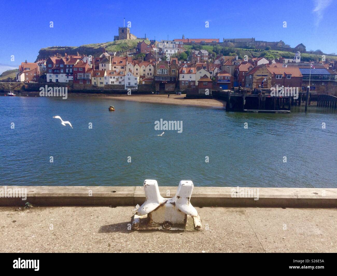 Whitby Harbour in the sunshine Stock Photo - Alamy