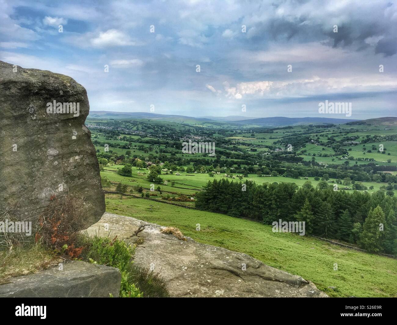 View towards Addingham from Ilkley Moor Stock Photo - Alamy