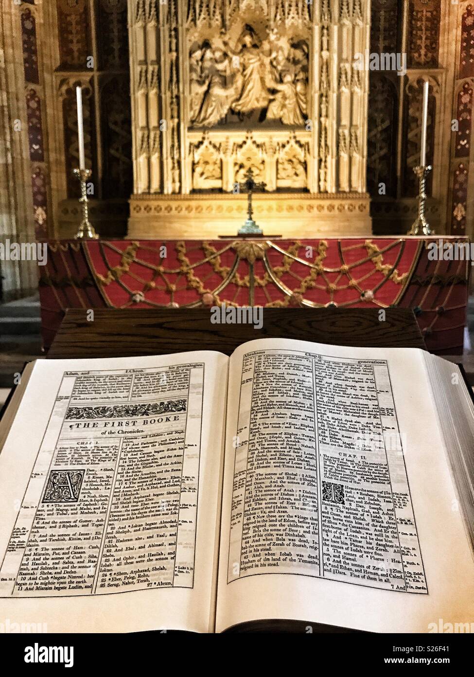 Church open bible on stand hi-res stock photography and images - Alamy