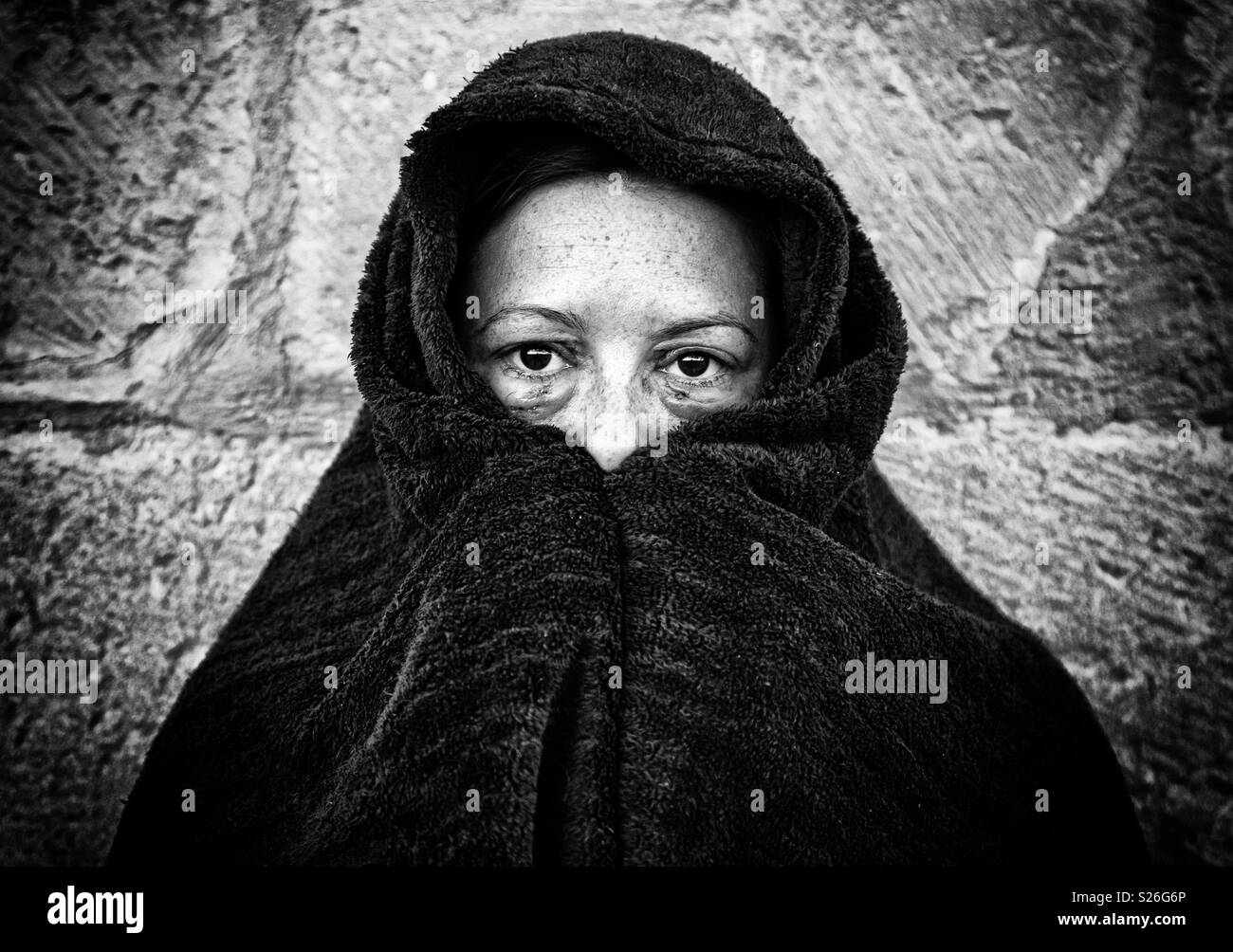 Woman covered with fear Stock Photo - Alamy