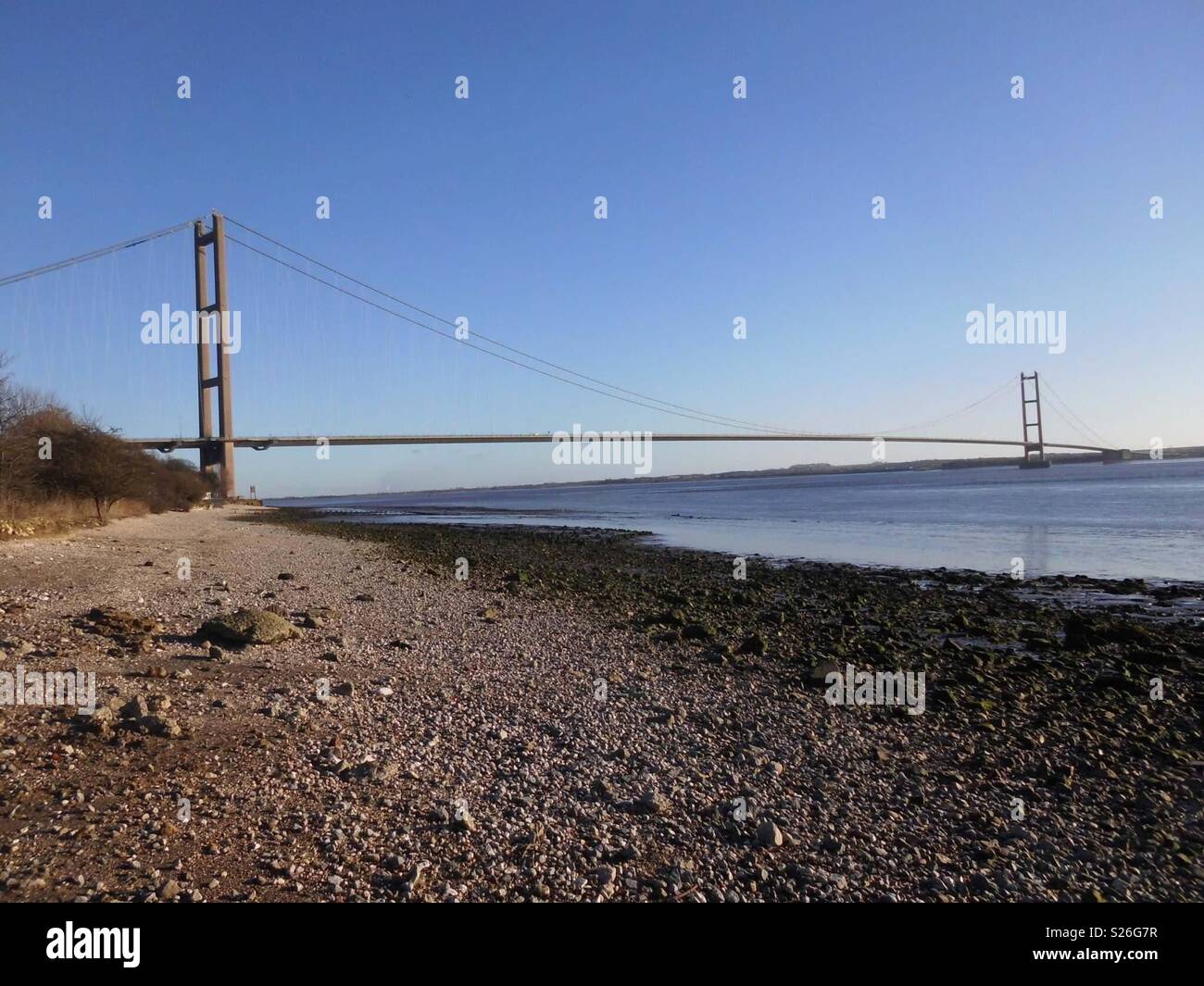 The span of Humber suspension Bridge Stock Photo - Alamy