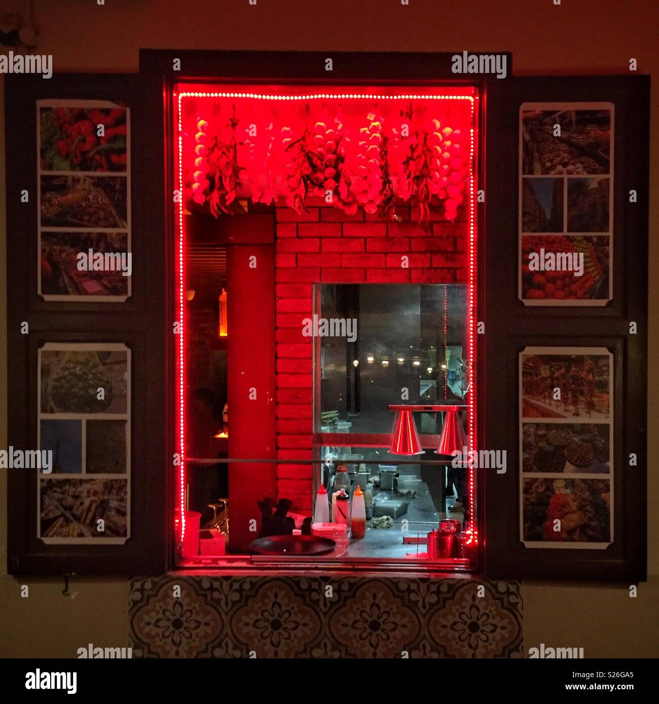 Restaurant kitchen window, Riverside Point, Clarke Quay, Singapore ...