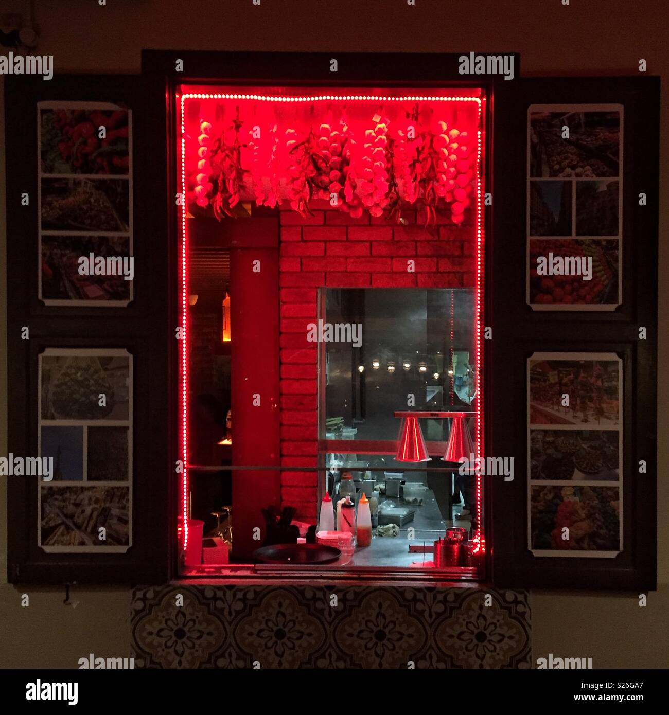 Restaurant kitchen window, Riverside Point, Clarke Quay, Singapore ...