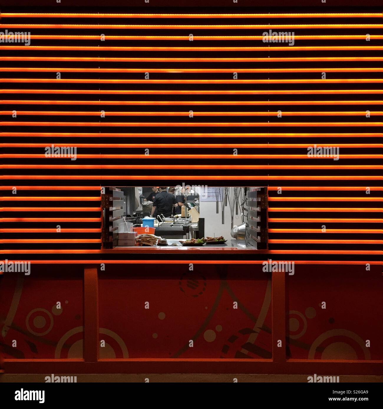 Restaurant kitchen window, Riverside Point, Clarke Quay, Singapore ...