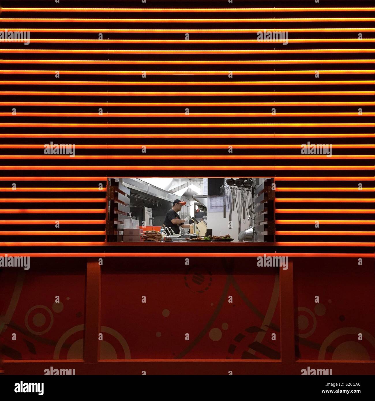 Restaurant kitchen window, Riverside Point, Clarke Quay, Singapore ...