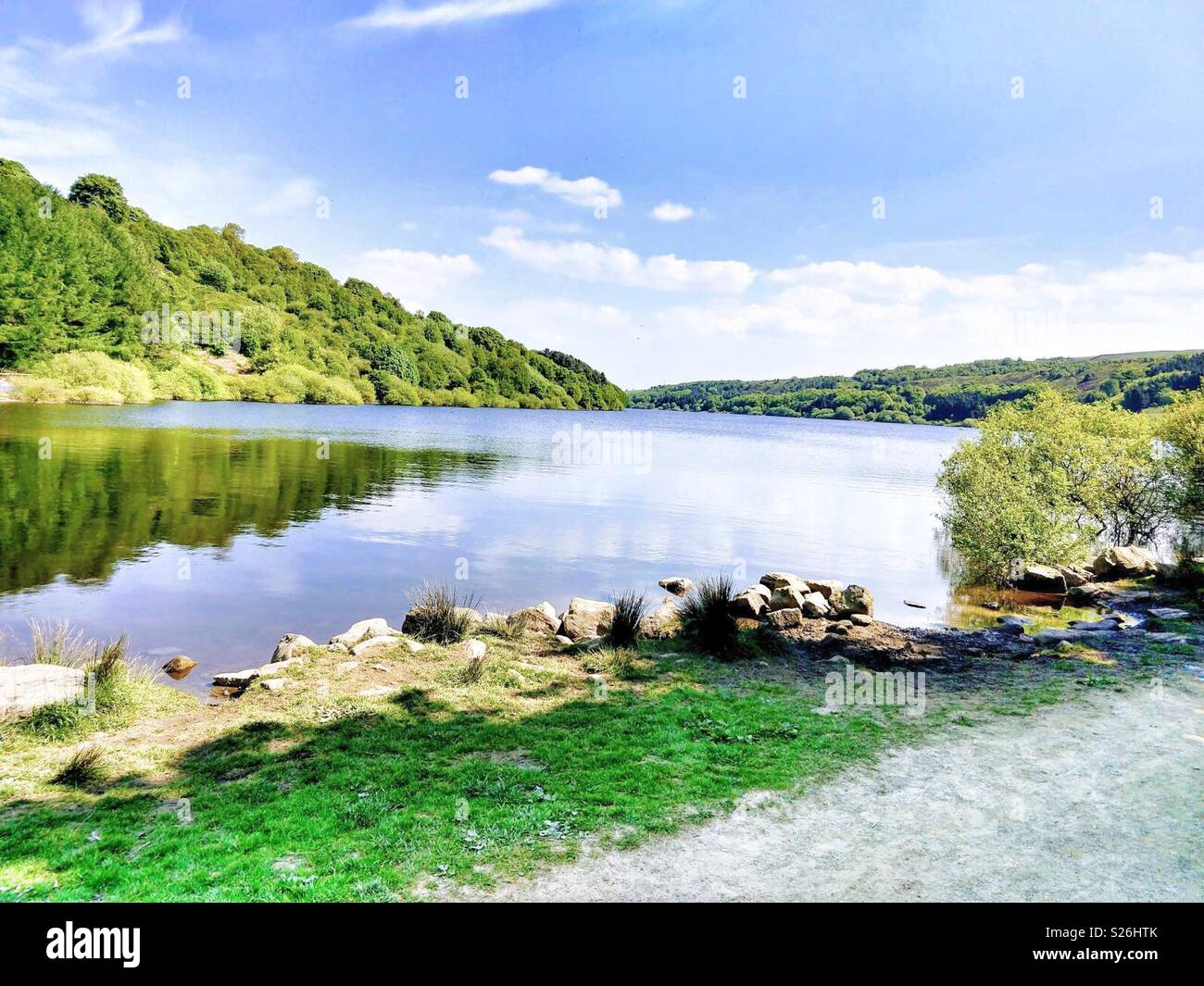View of scammonden dam in Yorkshire Stock Photo - Alamy