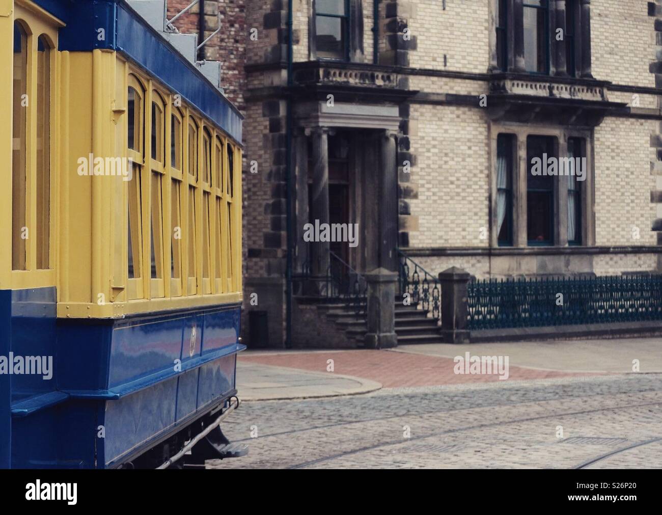Tram at Barclays Bank - Beamish Museum Stock Photo - Alamy