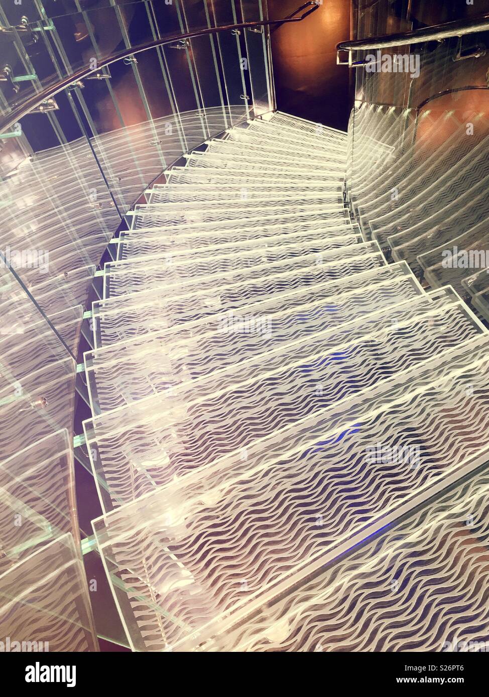 Staircase in the Tiffany glass exhibit at the New York city historical ...
