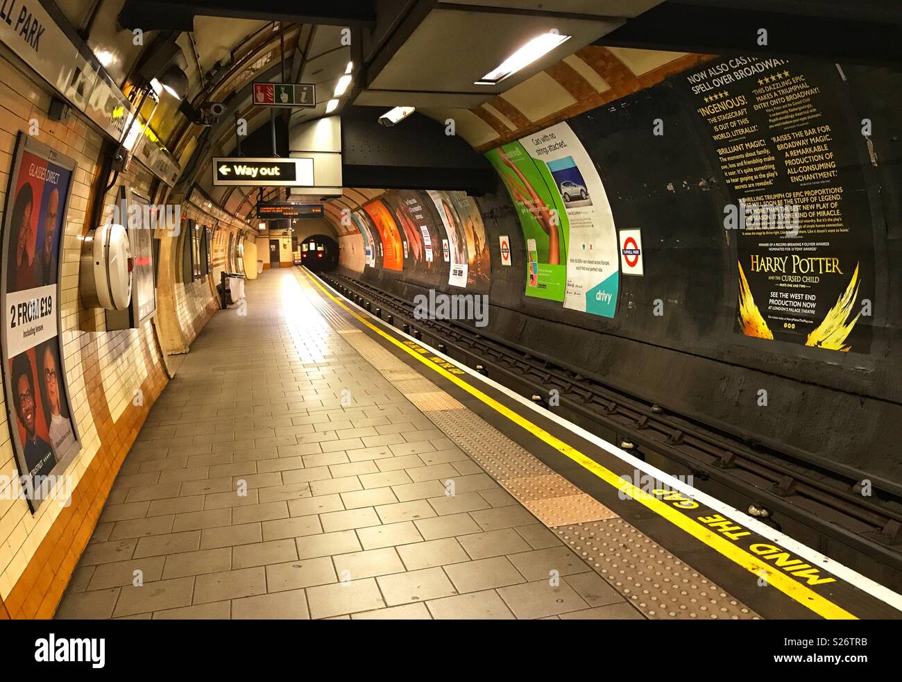 London Underground, Northern Line, tube train leaving Tufnell Park ...