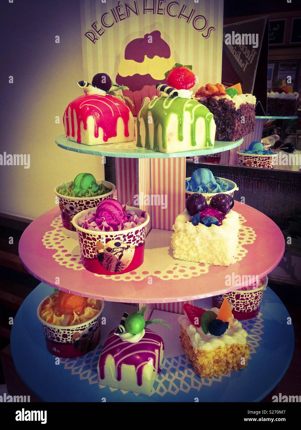 Fake cakes for advertising in a bakery Stock Photo - Alamy