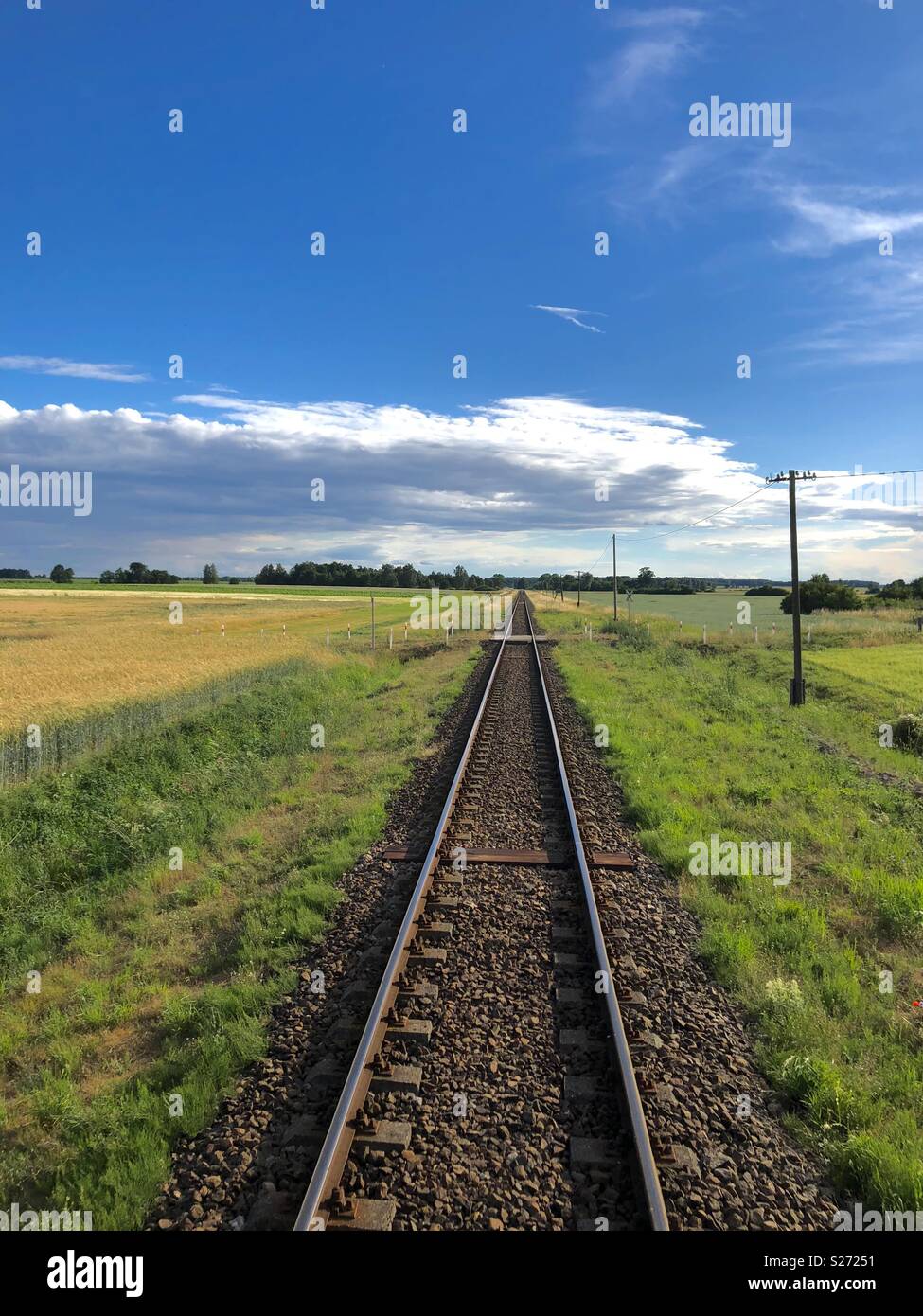 Picture taken from the last car of the train Stock Photo - Alamy