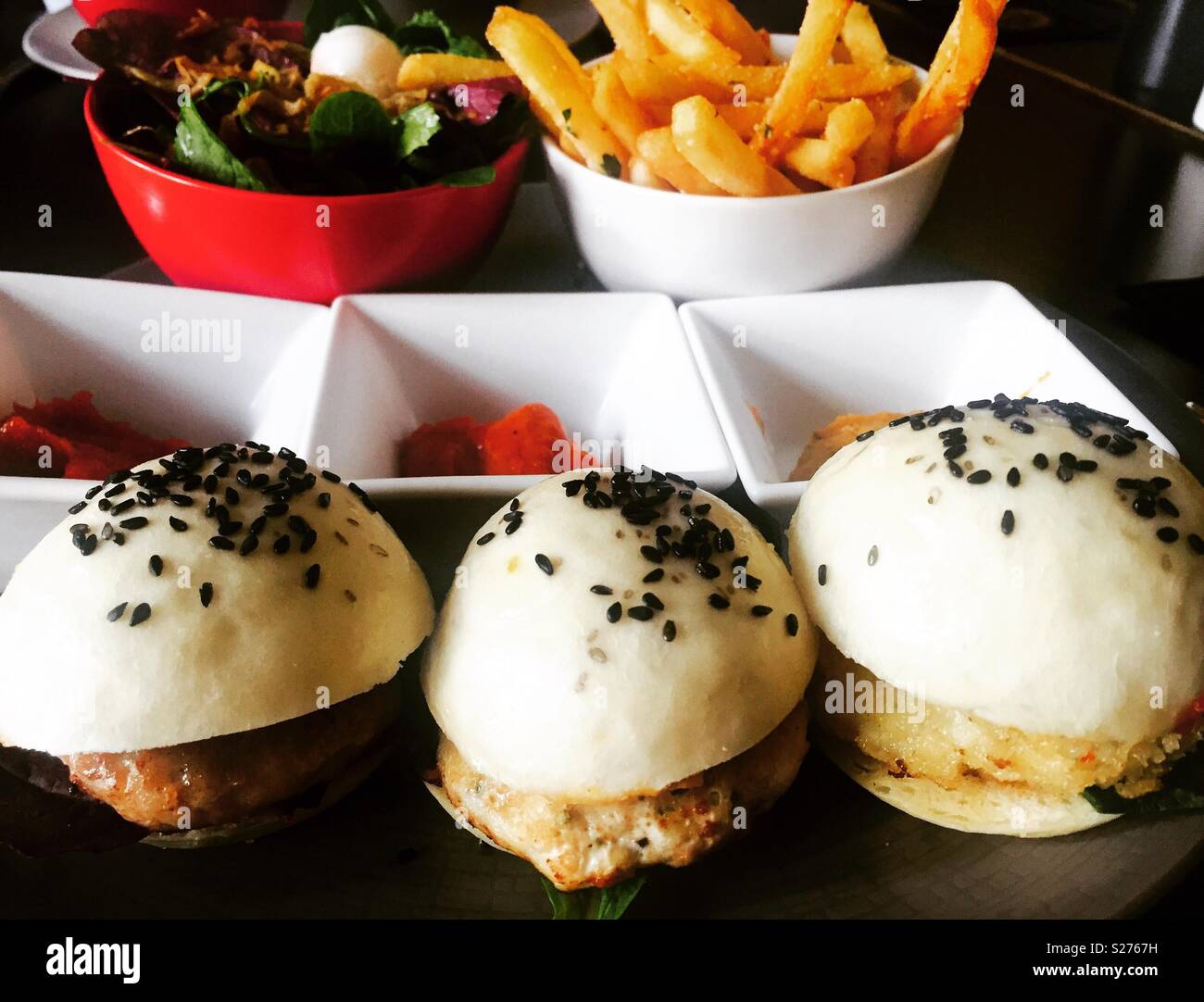 Mini bao burgers Stock Photo - Alamy