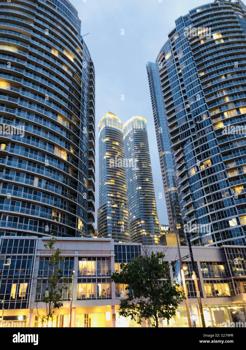 Toronto business district high rise buildings at night Stock Photo - Alamy