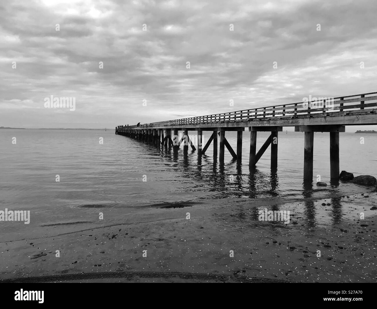 Fishing pier ocean Black and White Stock Photos & Images - Alamy