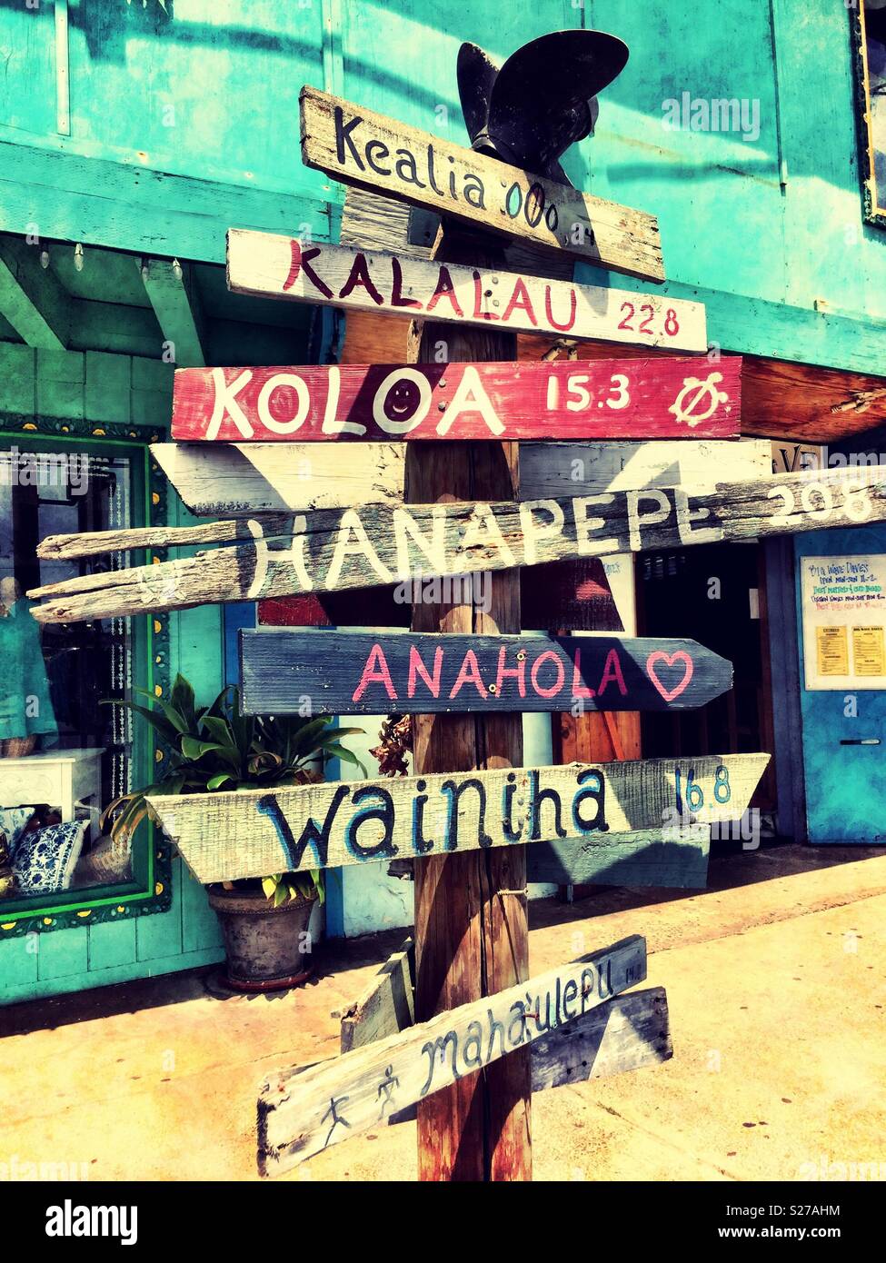 All signs lead to Paradise in Kapa’a, Kauai, Hawaii Stock Photo - Alamy