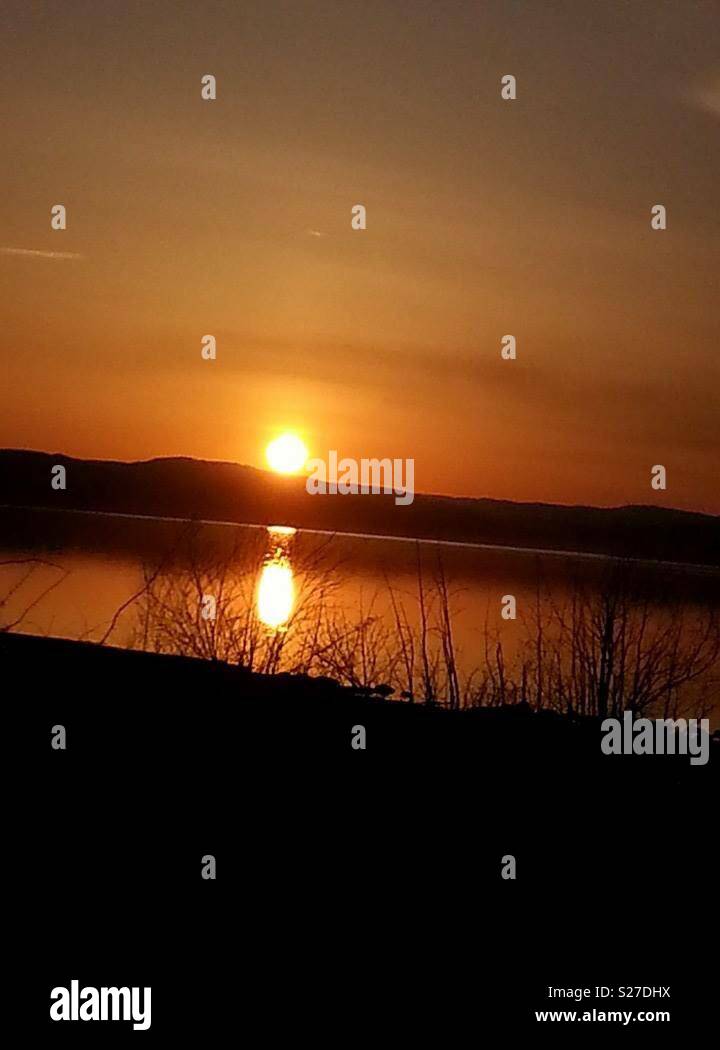 Sunset in helgøya Stock Photo - Alamy