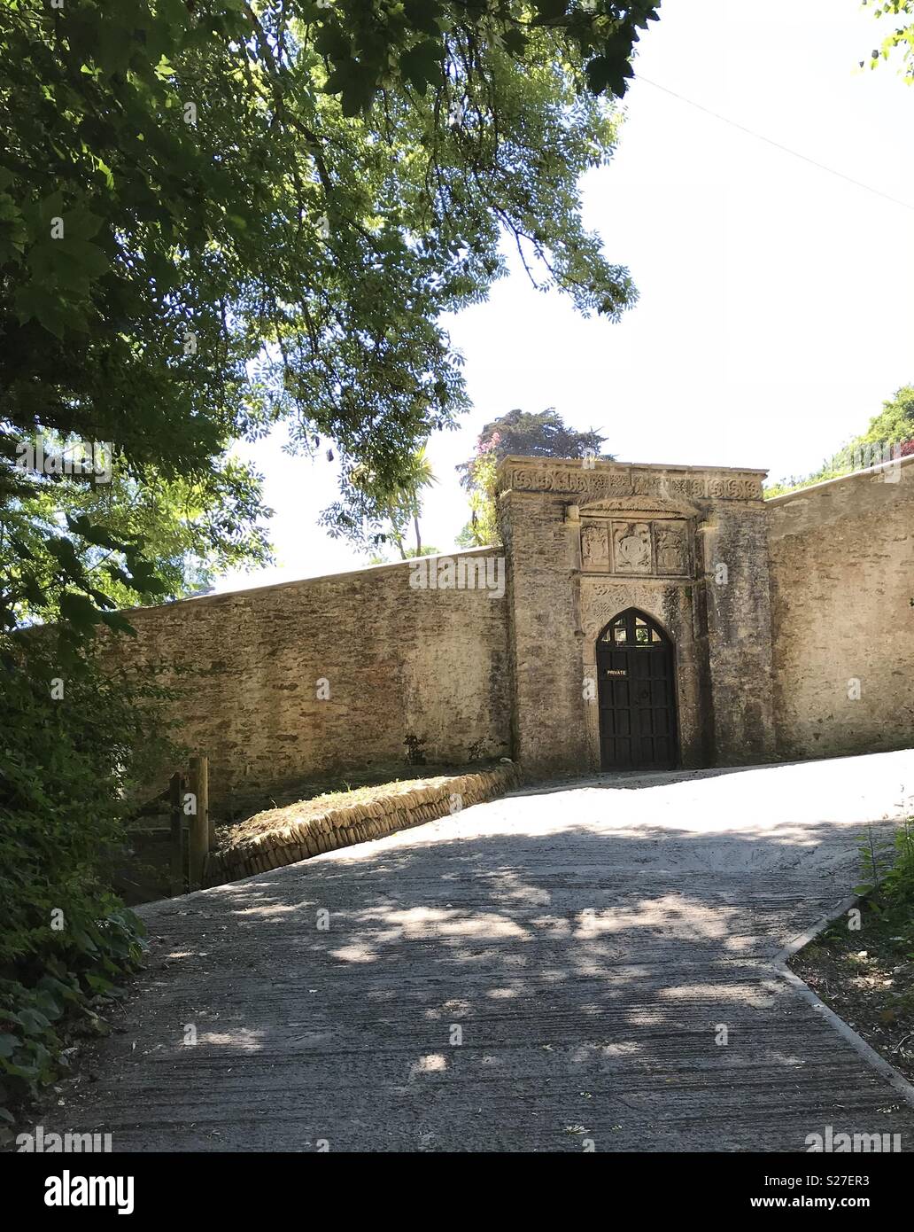 Stone gateway in Watermouth, Devon Stock Photo - Alamy