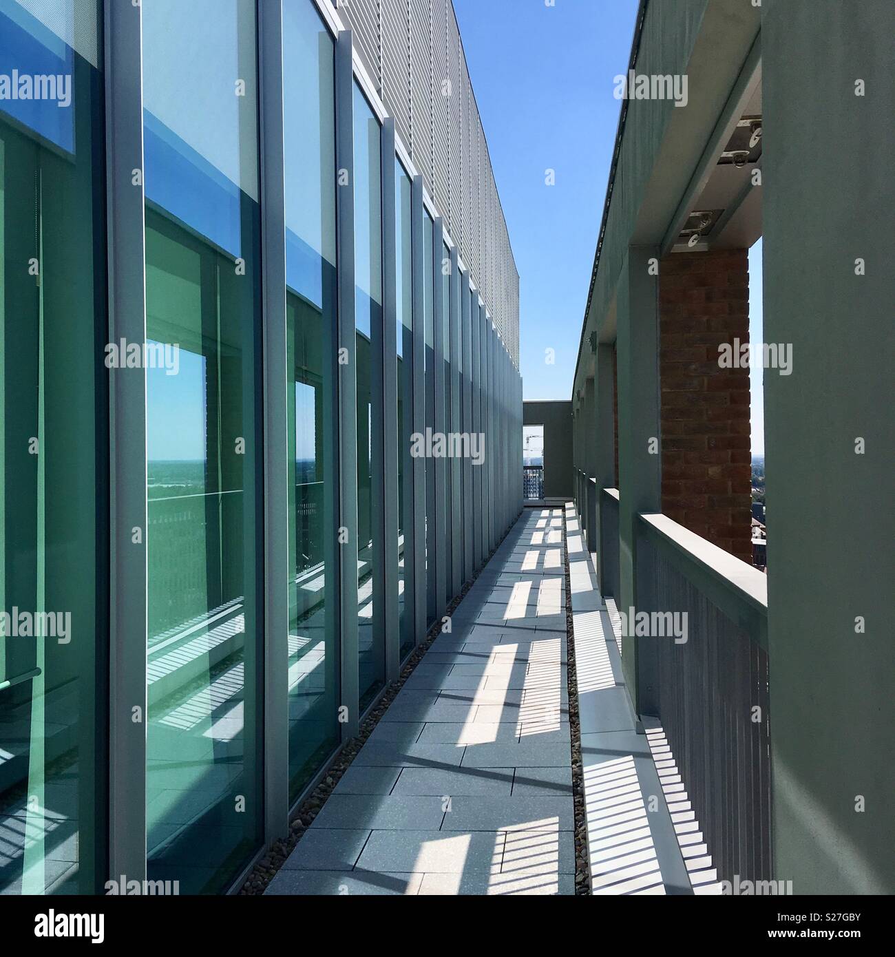 Contemporary office building. Steel and glass. On the roof of Friargate ...