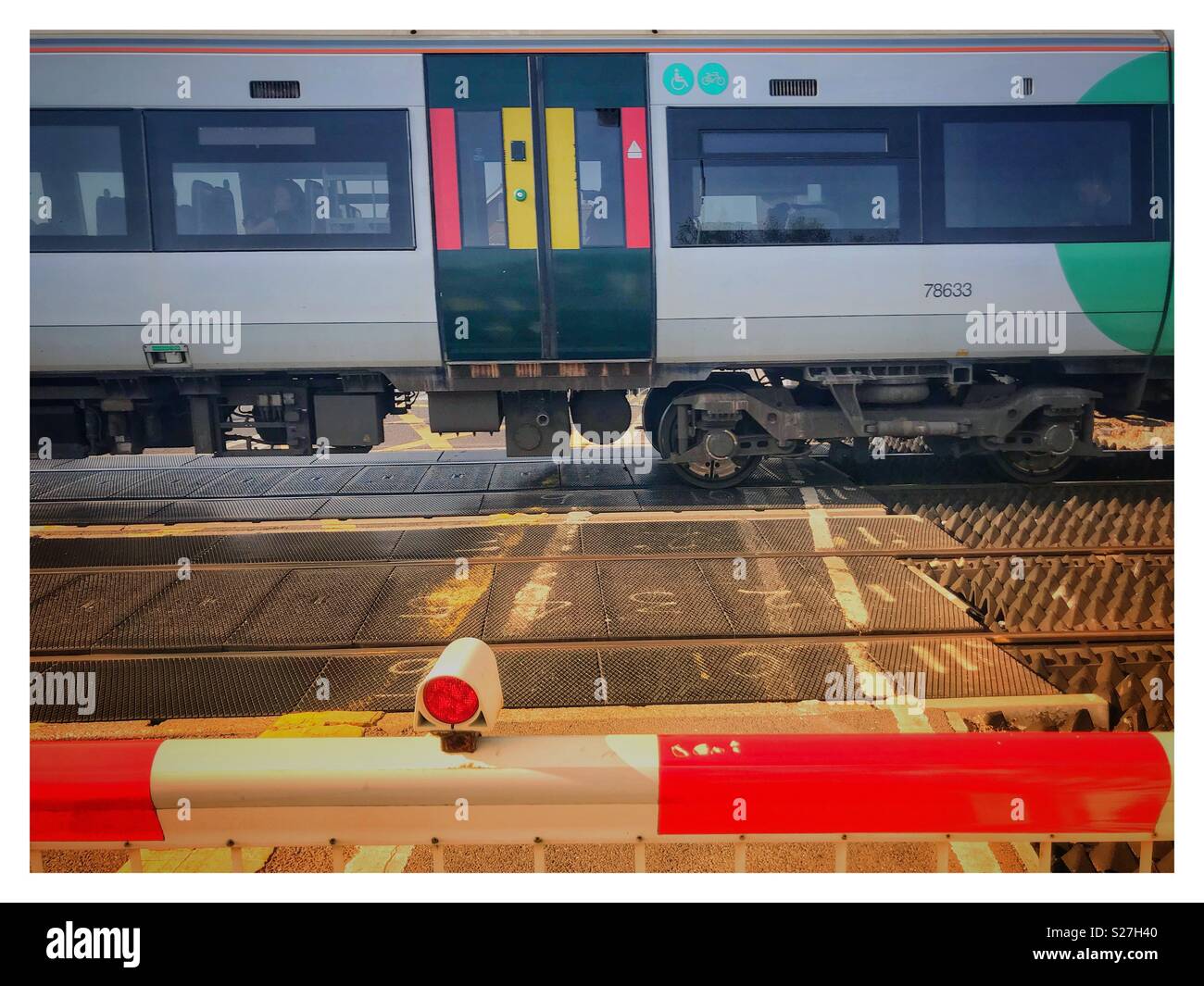Level crossing gates down hi-res stock photography and images - Alamy