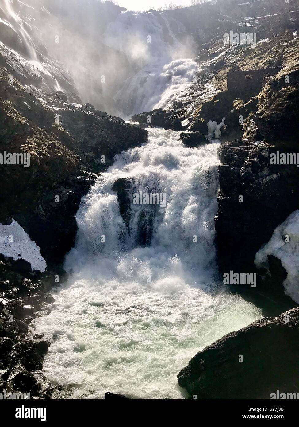 Kjosfossen waterfall. Norway Stock Photo - Alamy