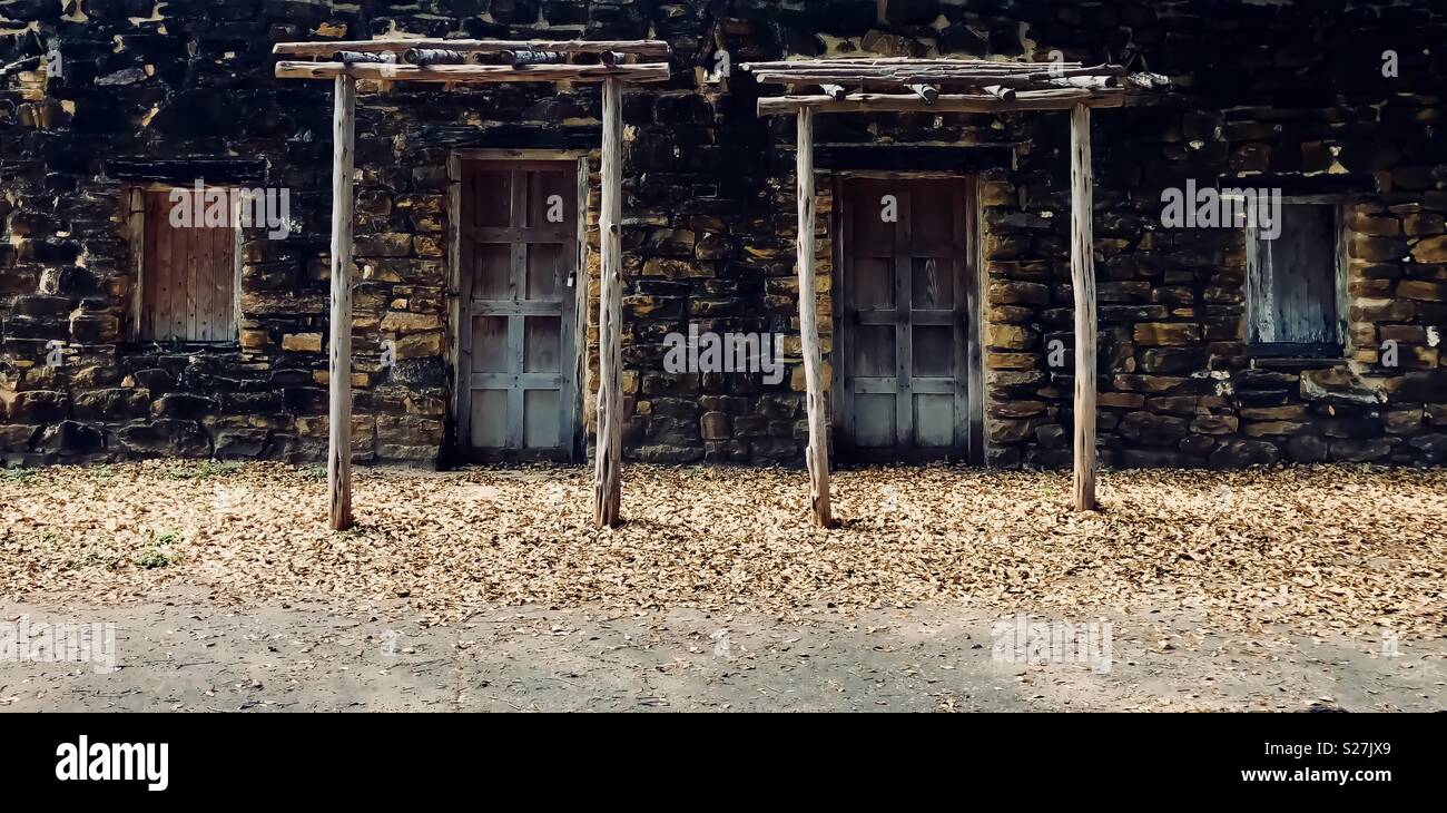 Twin small town doors Stock Photo - Alamy
