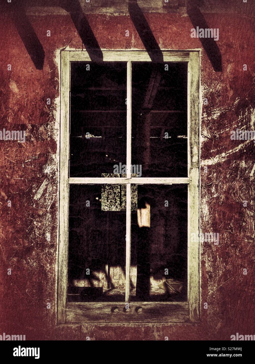 Looking into a window of a creepy old abandoned building Stock Photo ...