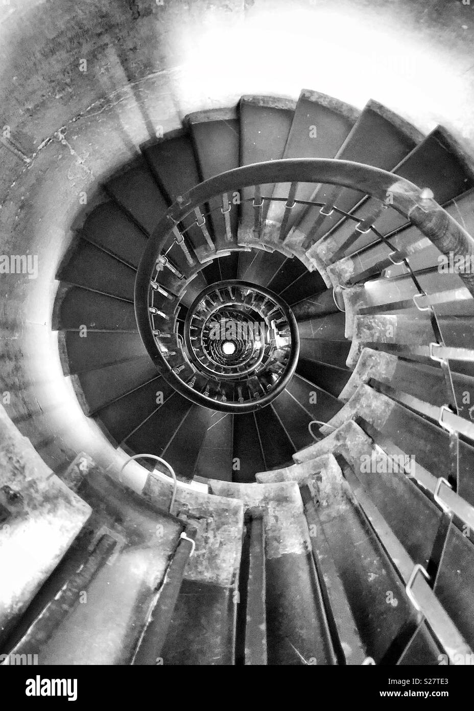 Spiral staircase at The Monument, London Stock Photo - Alamy