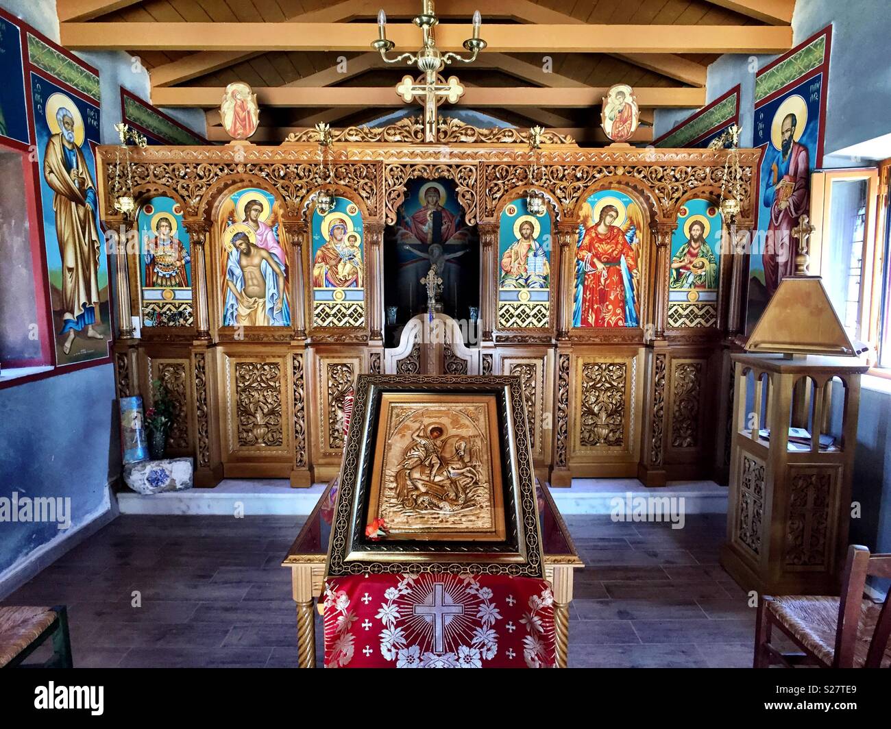The lnterior of the SAN Giorgio church near Skala on the Greek island ...