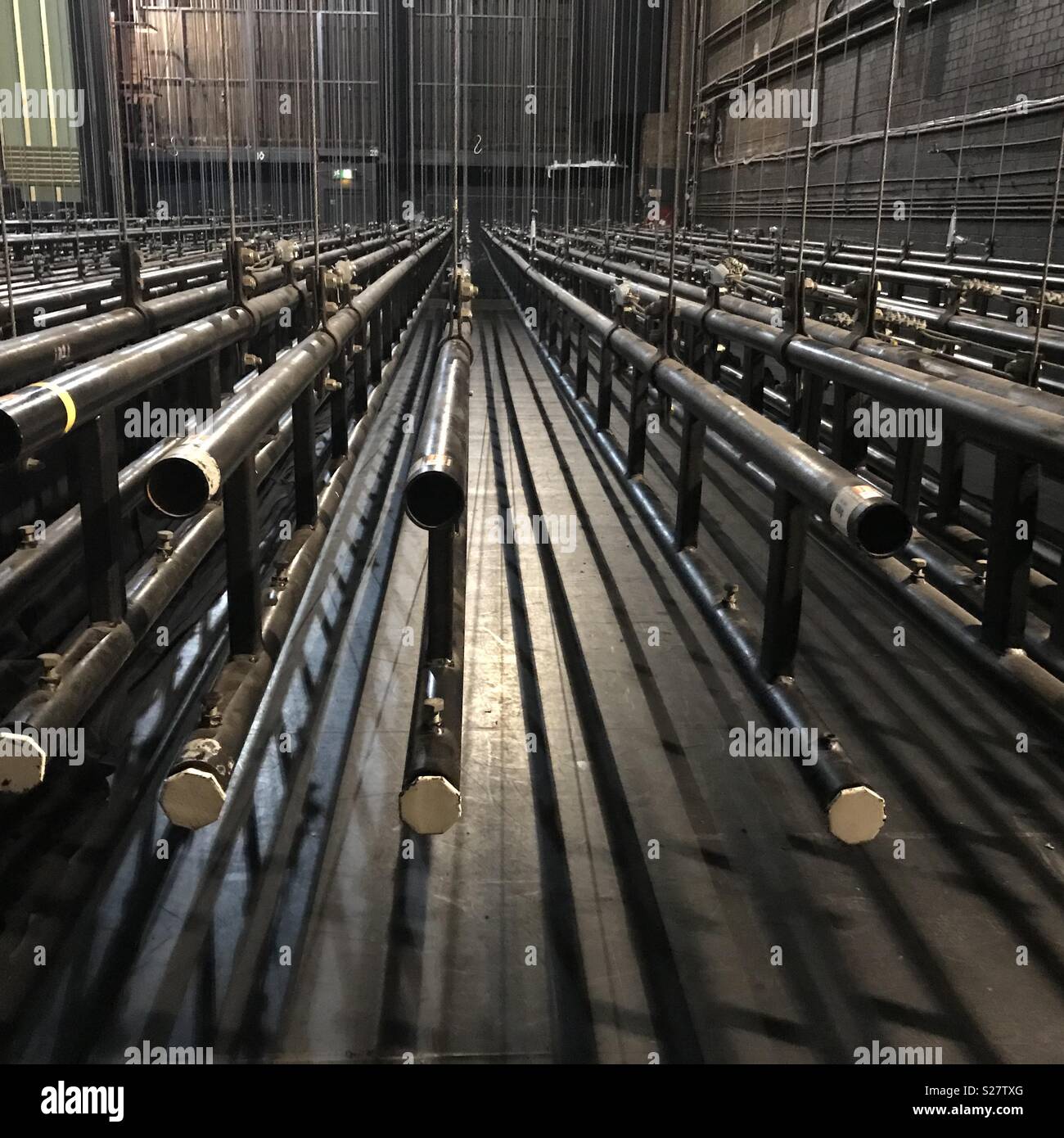 Fly bars on the stage Stock Photo - Alamy