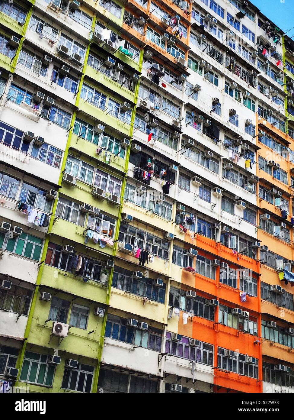 Older style apartment block in To Kwa Wan, Kowloon, Hong Kong Stock ...