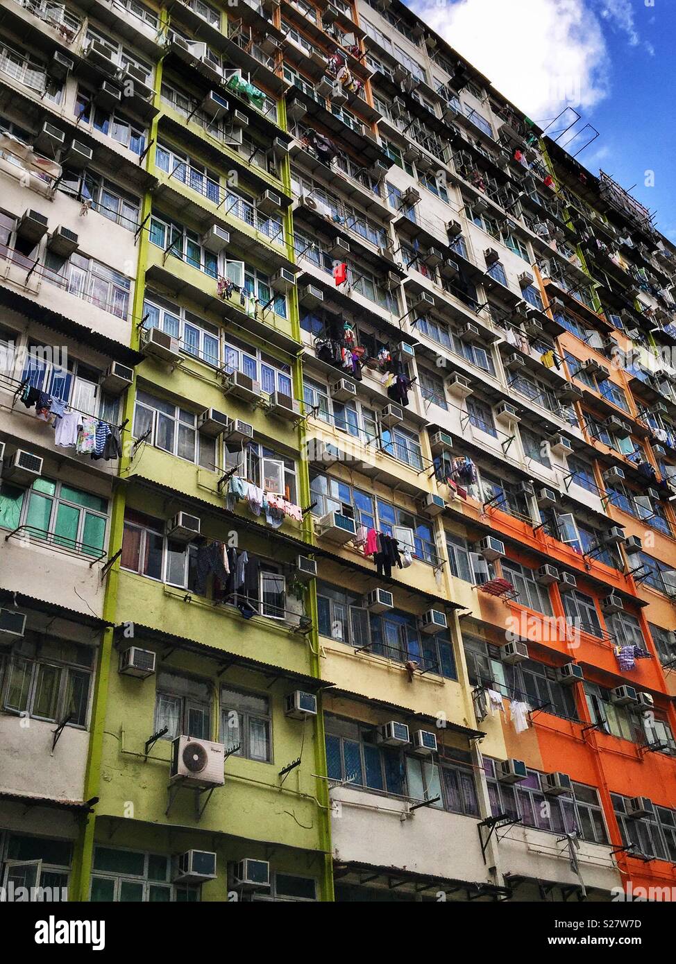 Older style apartment block in To Kwa Wan, Kowloon, Hong Kong Stock ...