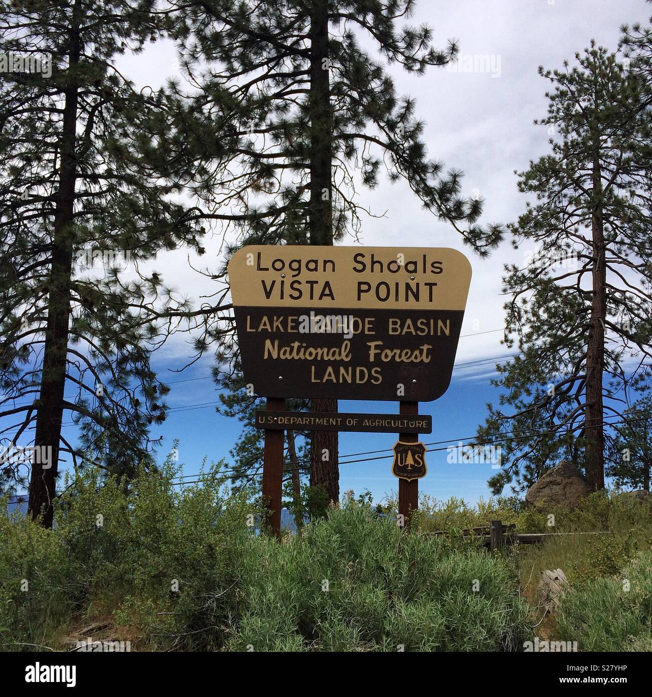 Sign, Logan Shoals Vista Point, Lake Tahoe Basin, National Forest Lands ...