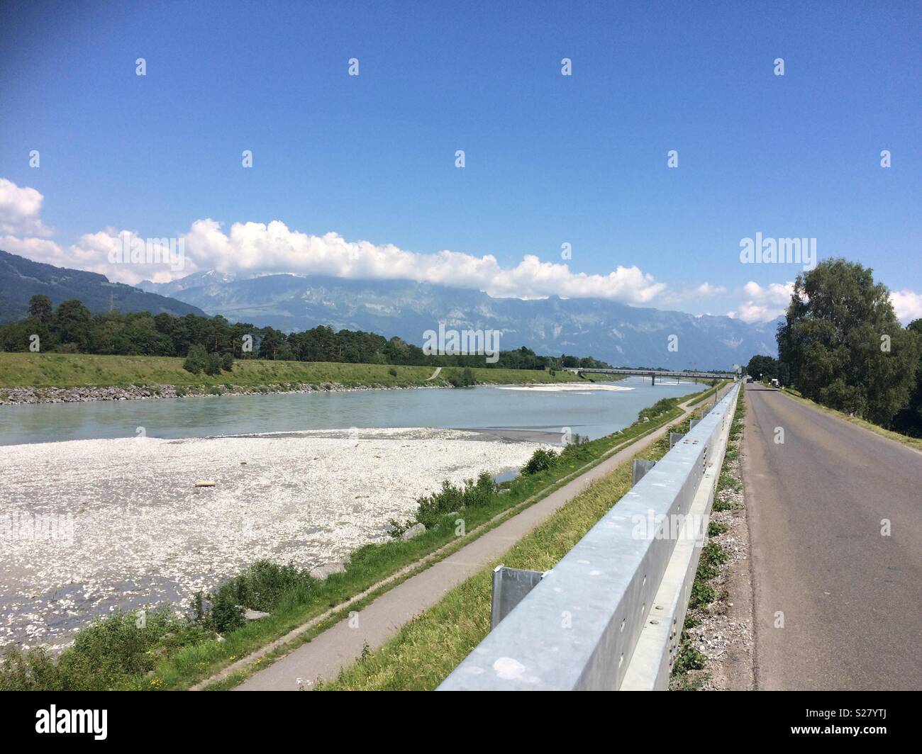 Bridge border between Liechtenstein And Switzerland Stock Photo - Alamy