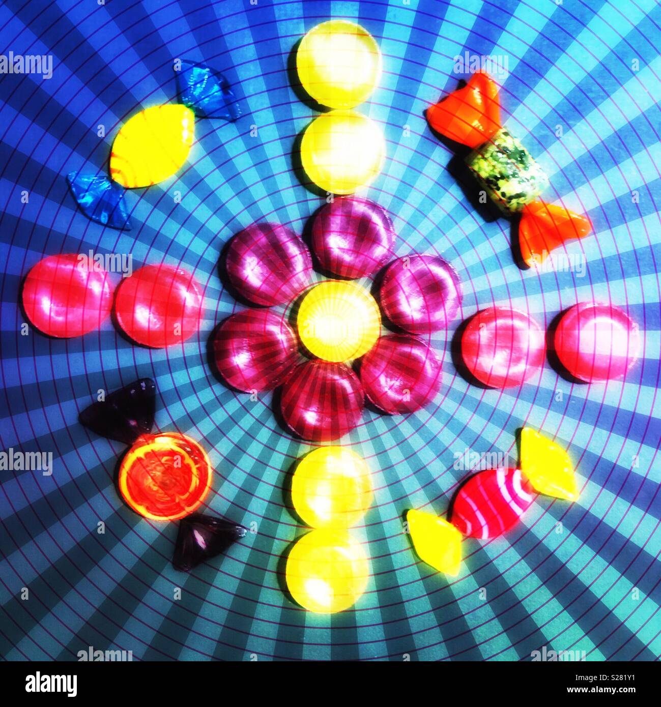Candies with geometric design Stock Photo - Alamy