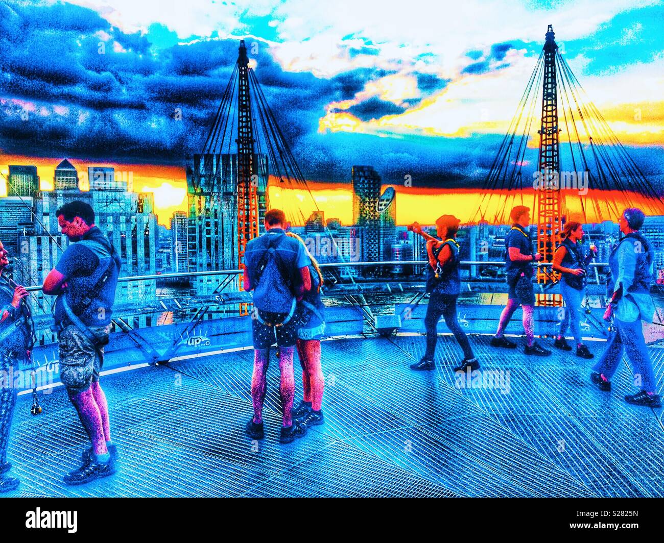 Climbers at top of the O2 (Millenium Dome) roof walk, O2 arena ...