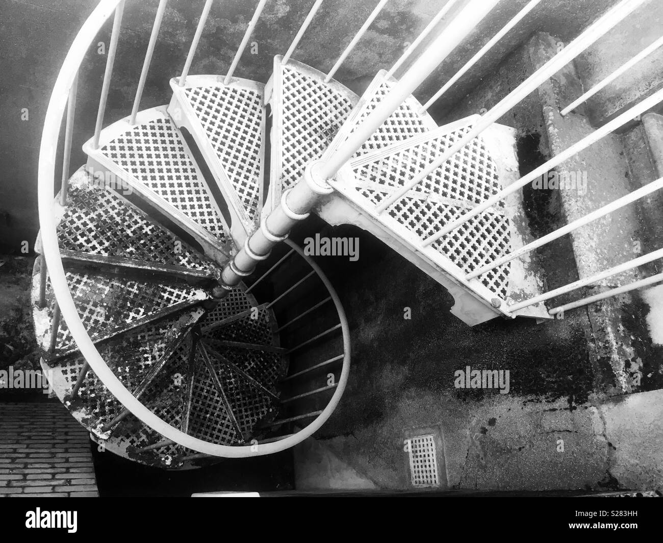 White spiral staircase fire escape at Cliveden House Hotel, Berkshire ...