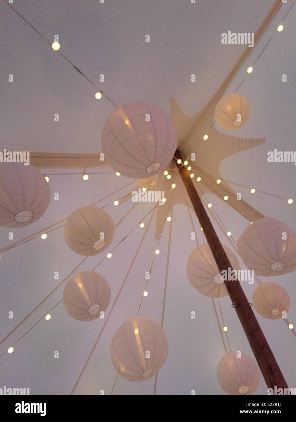 Beautiful marquee lights and lanterns Stock Photo - Alamy