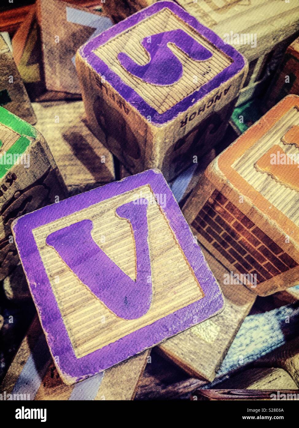 Stack of alphabet building blocks, USA Stock Photo - Alamy