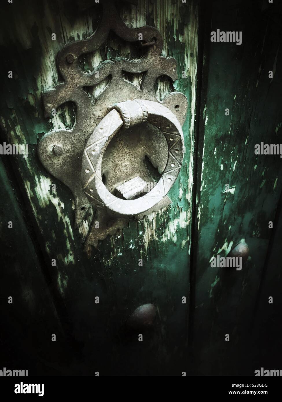 Door Ring on Old Door Stock Photo - Alamy