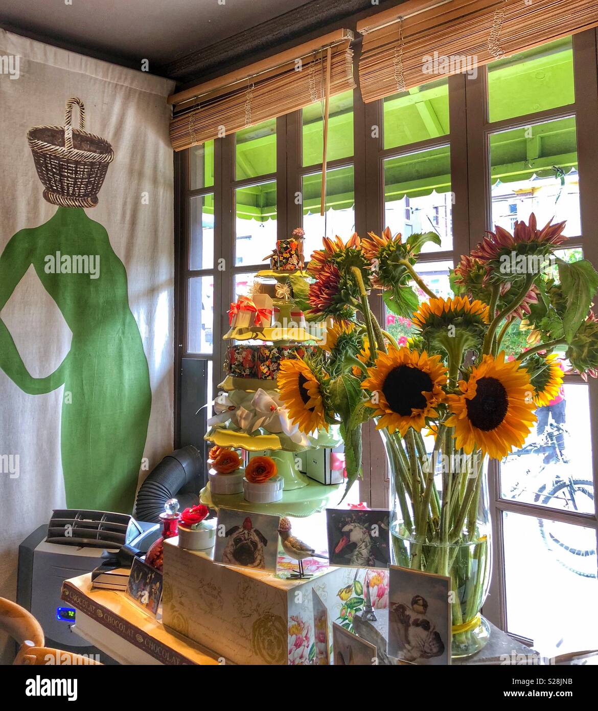Decorations inside a quaint chocolate shop Stock Photo - Alamy