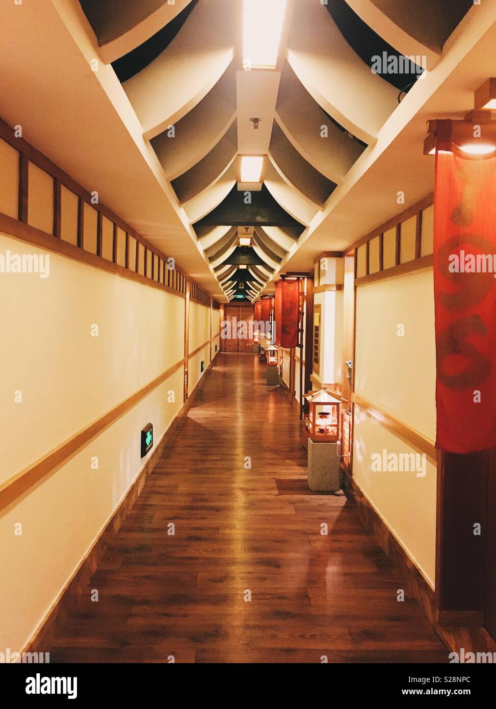 Japanese aisle interior in a Japanese style spring hotel Stock Photo ...