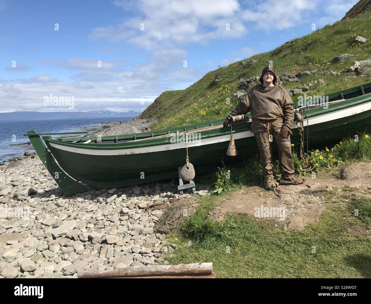 Icelandic fisherman in traditional leather costume Stock Photo - Alamy