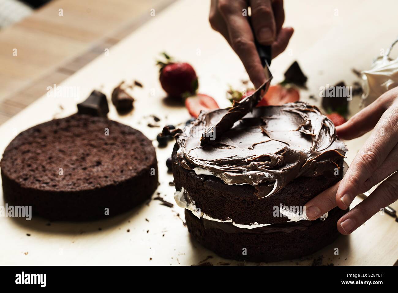 Chef is making cake Stock Photo - Alamy