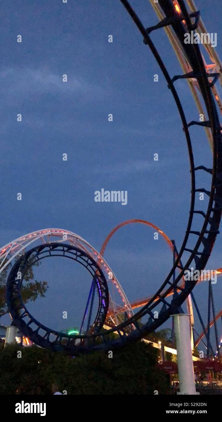 Rollercoasters at night Stock Photo - Alamy