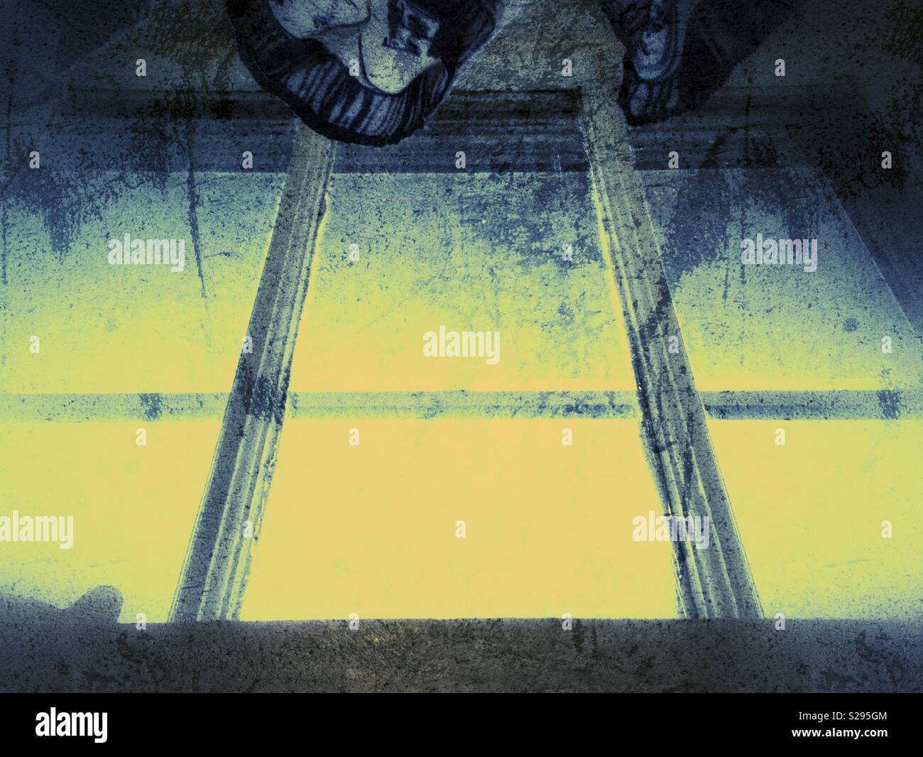 Greenish light through kitchen window- grunge effect Stock Photo - Alamy