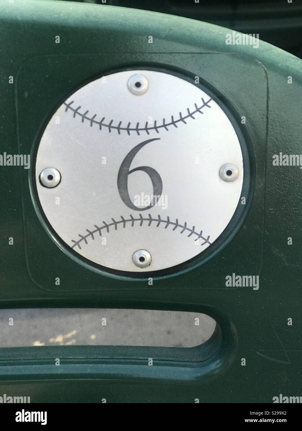 Number 6 inside a baseball logo Stock Photo - Alamy