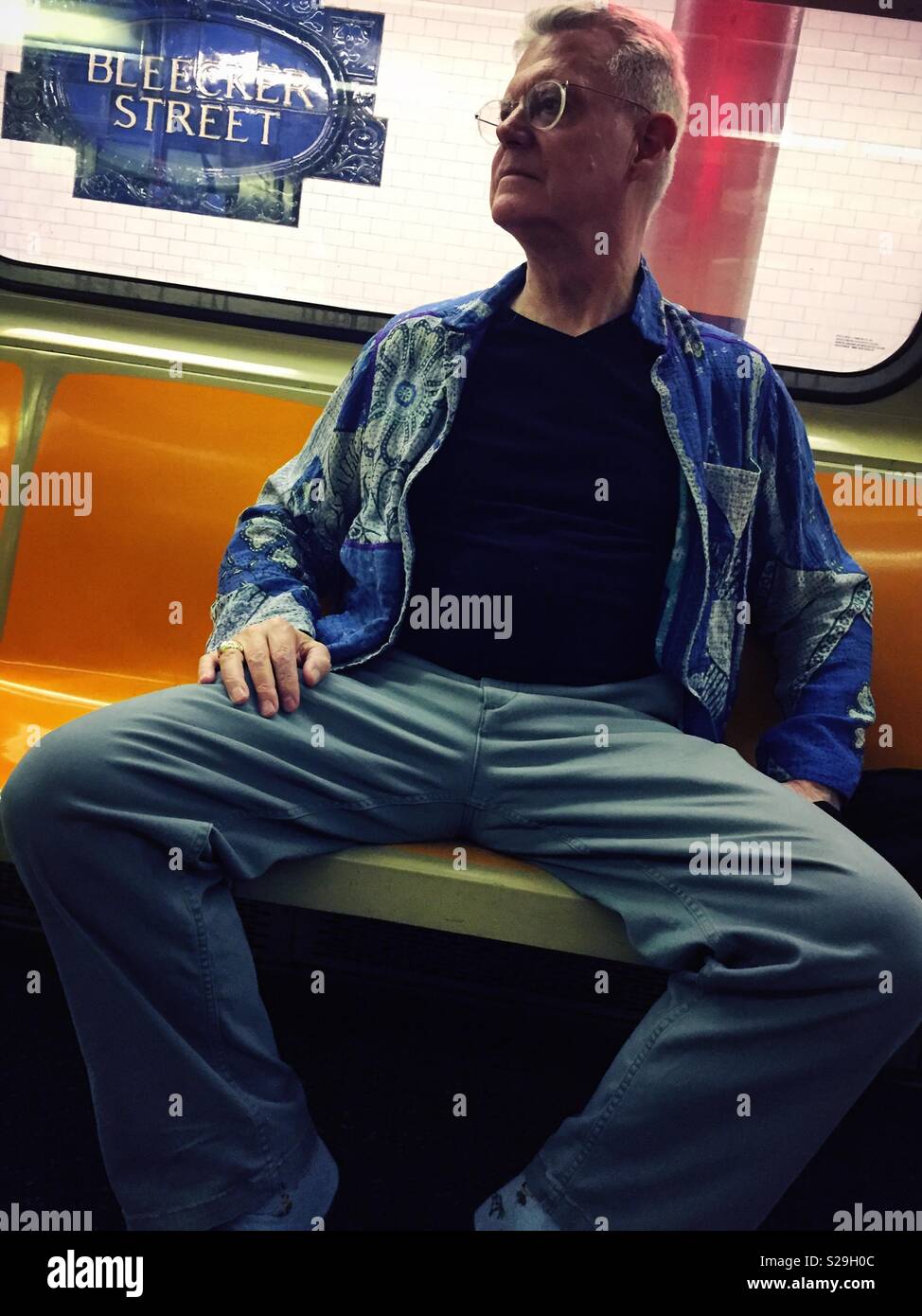 Senior man on NYC Subway sitting inappropriately by manspreading, USA ...
