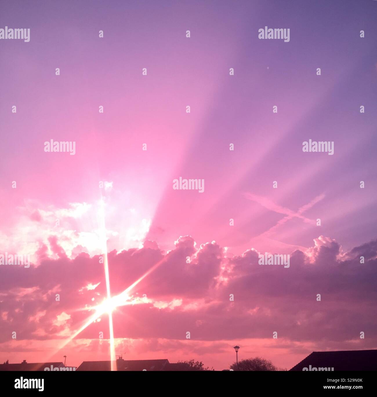 Sun star pink sky Stock Photo - Alamy