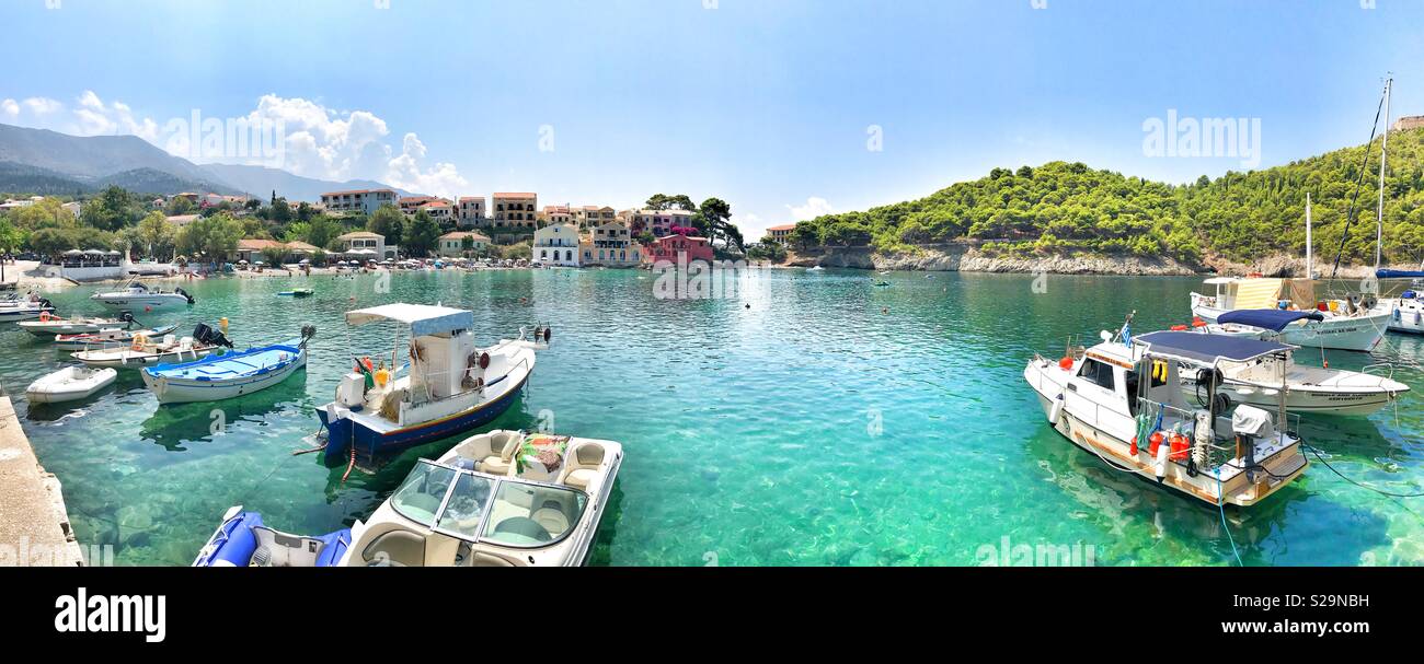 Panaramic of Greek Harbour / Bay Stock Photo - Alamy