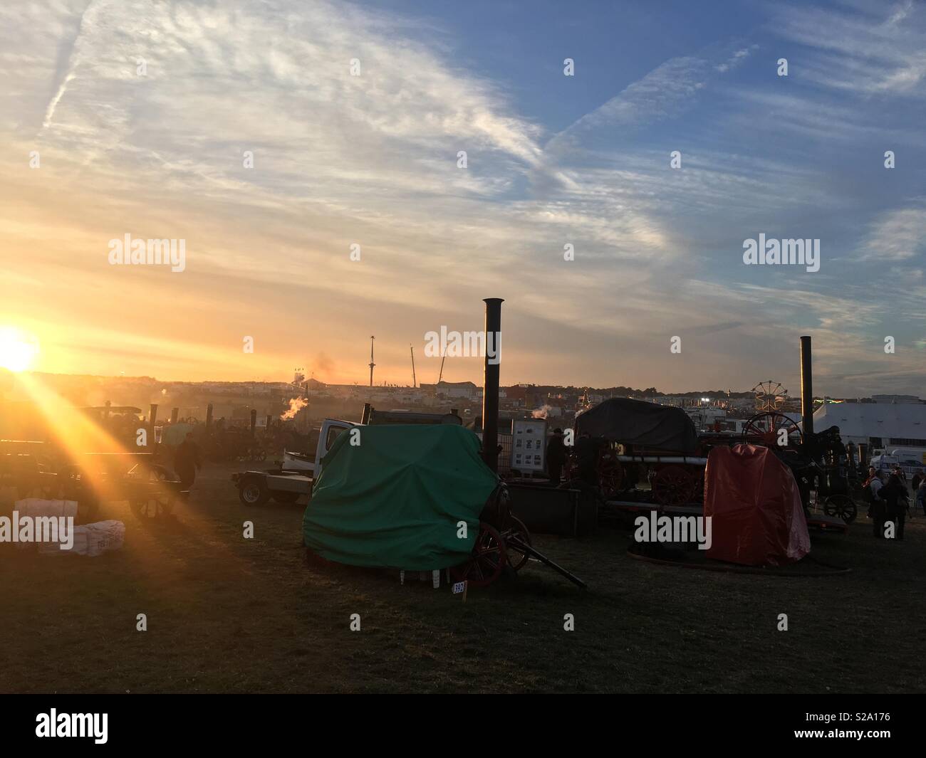 Steam Engine and Sunset Stock Photo - Alamy